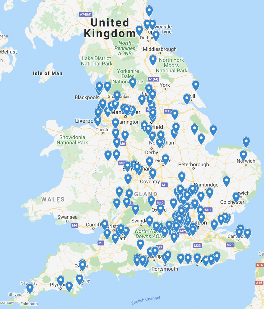 Walking Football Clubs Map - WFA